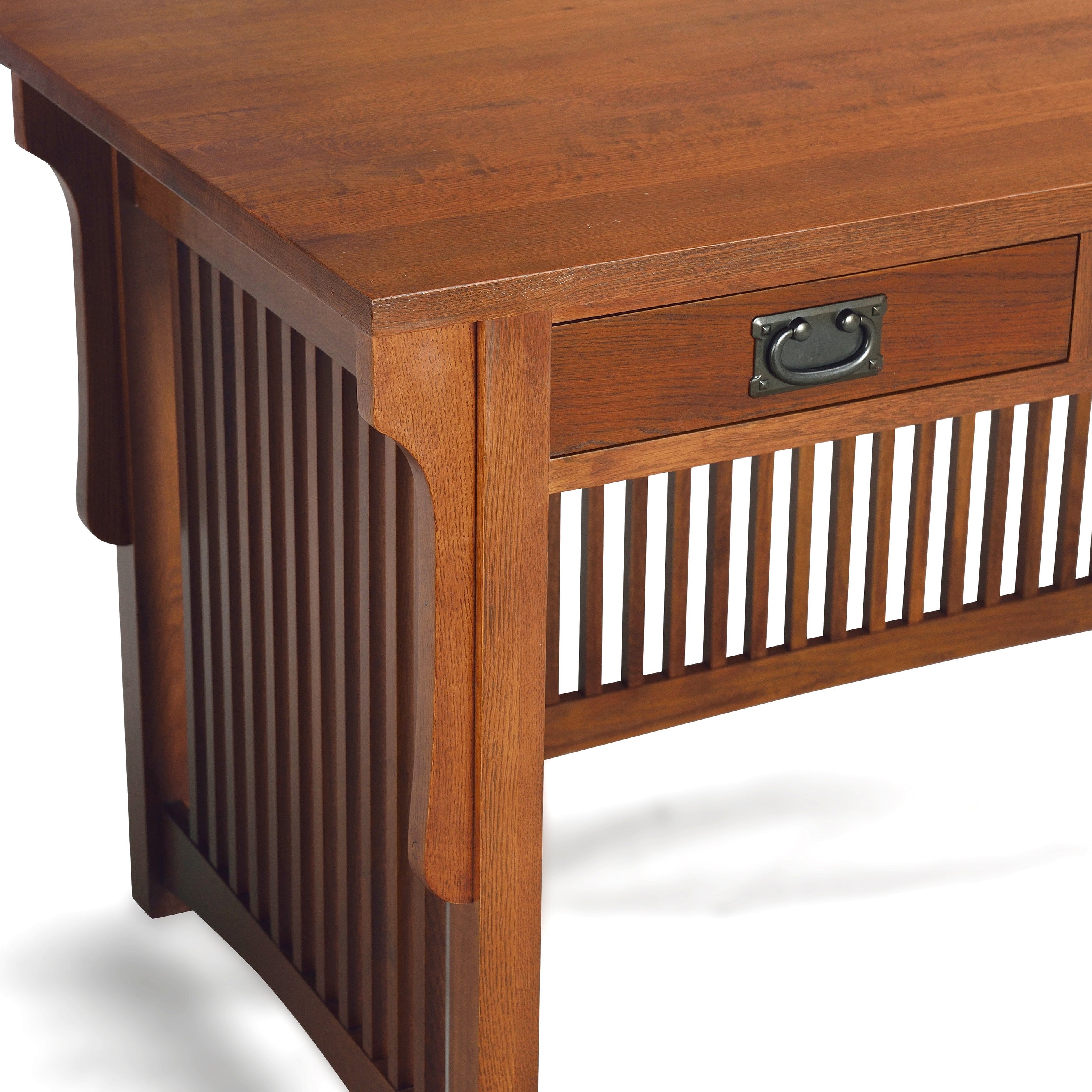 Mission Style Solid Oak 3 Drawer Library Desk — Crafters and Weavers