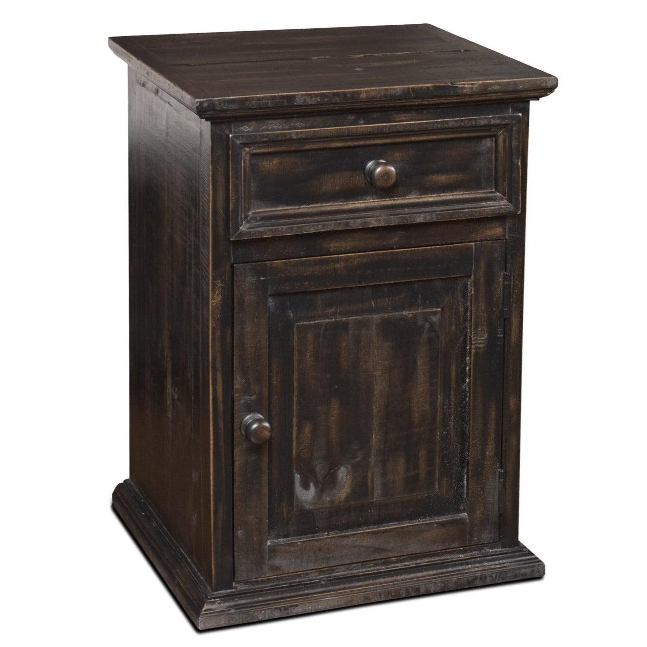 Rustic Solid Pine Wood Distressed Night Stand / End table with drawers ...