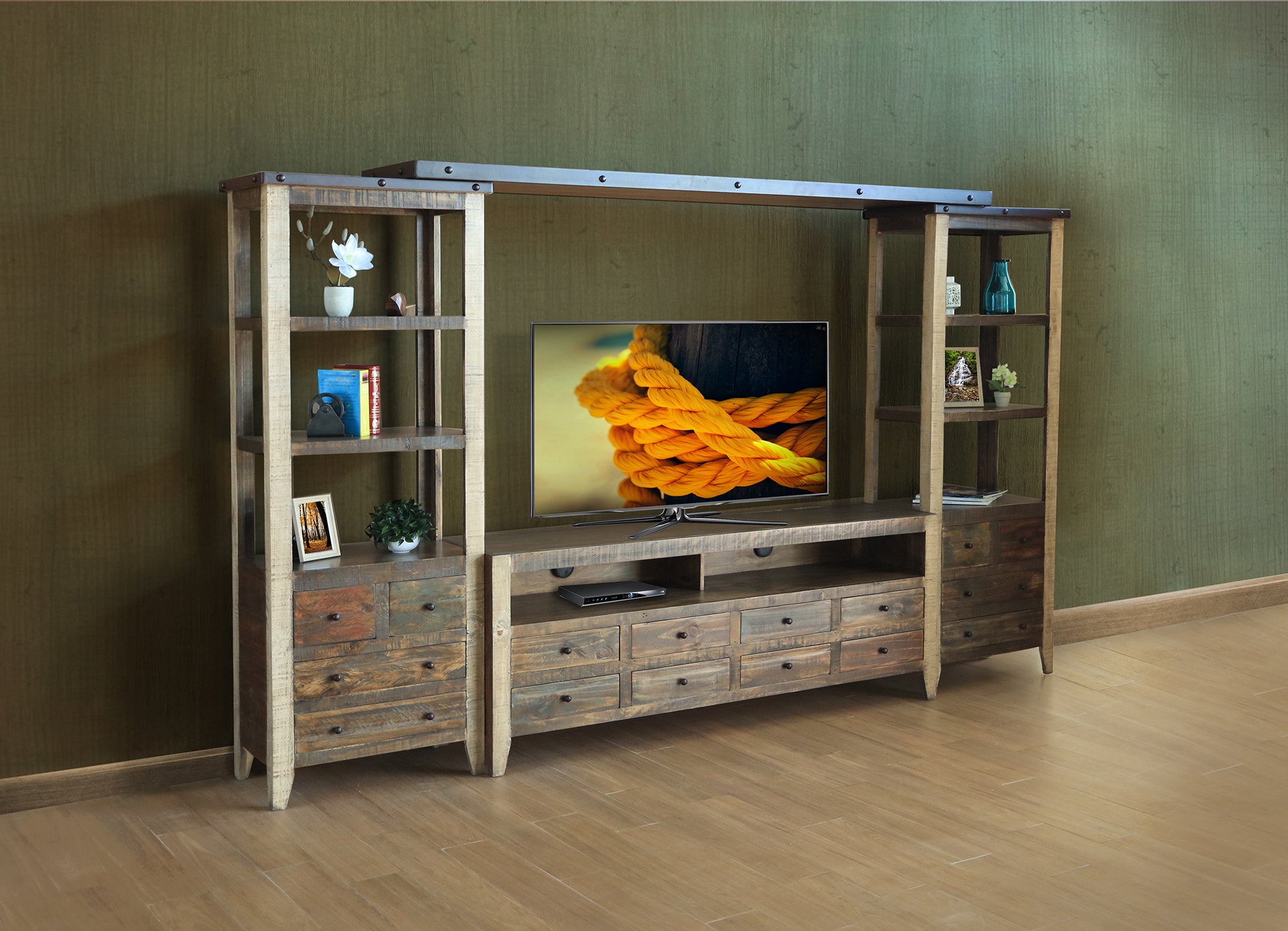 Bayshore Multi-Color Media Set / TV Stand Wall Unit — Crafters and Weavers