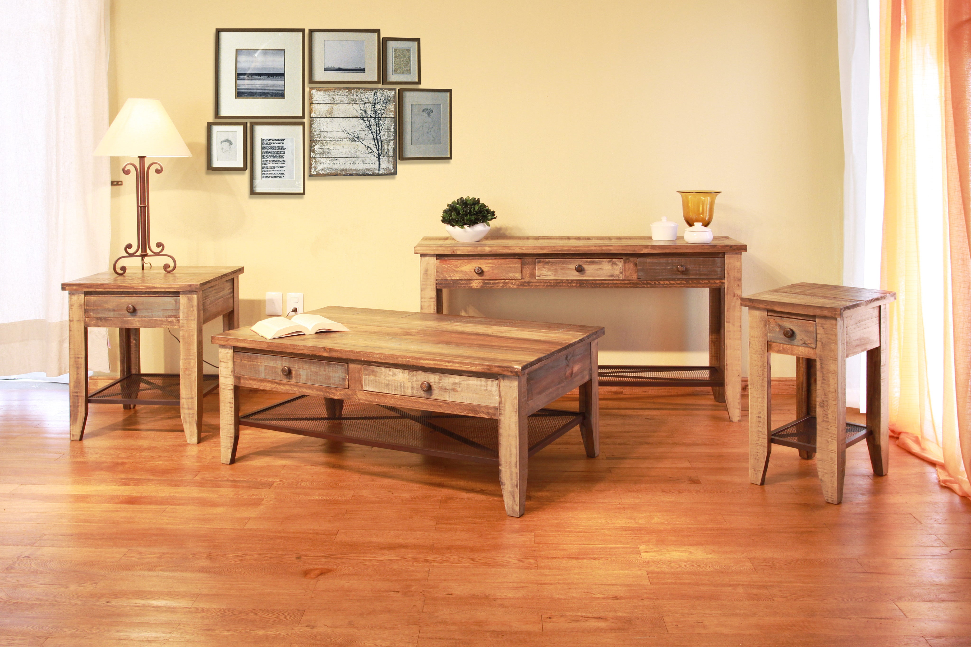 Solid Reclaimed Wood Multi-Color 4 Drawer Coffee Table — Crafters and ...