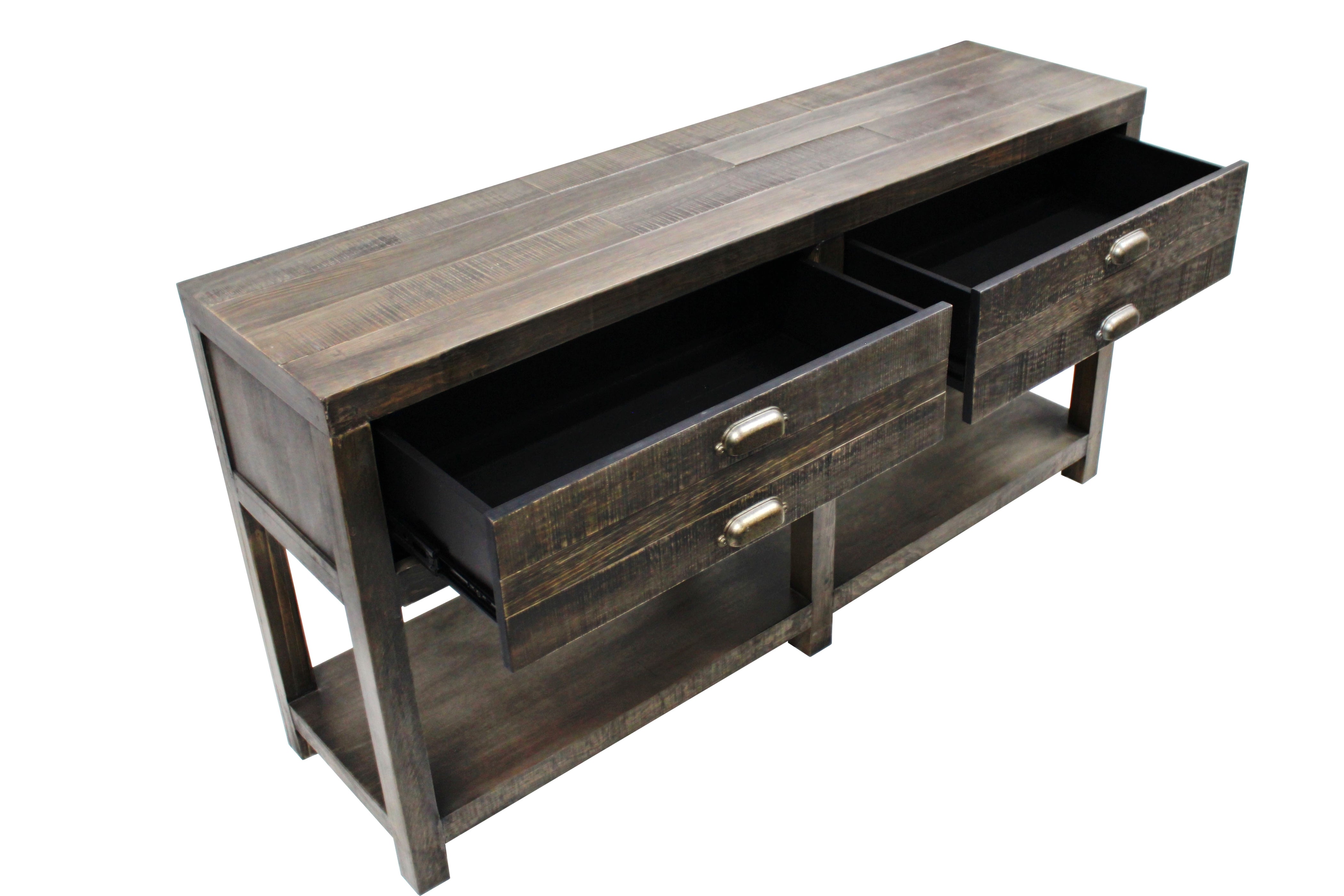 Emerson 2 Drawer Console Table - Distressed Black — Crafters and Weavers