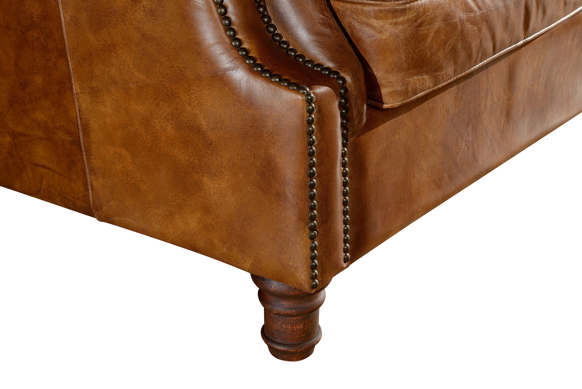 Buy English Rolled Arm Sofa - Light Brown Leather in USA — Crafters and ...