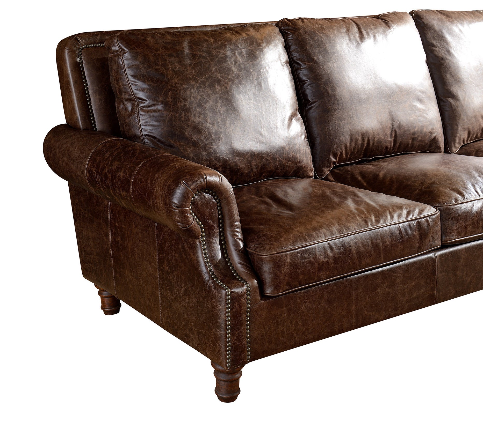 Buy English Rolled Arm Sofa - Dark Brown Leather Online in the USA ...