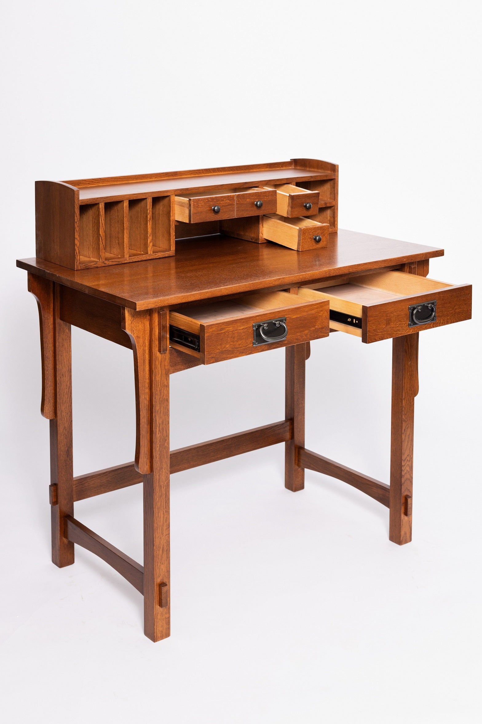 Mission Style Solid Quarter Sawn Oak Office Desk with Dovetail Drawers ...