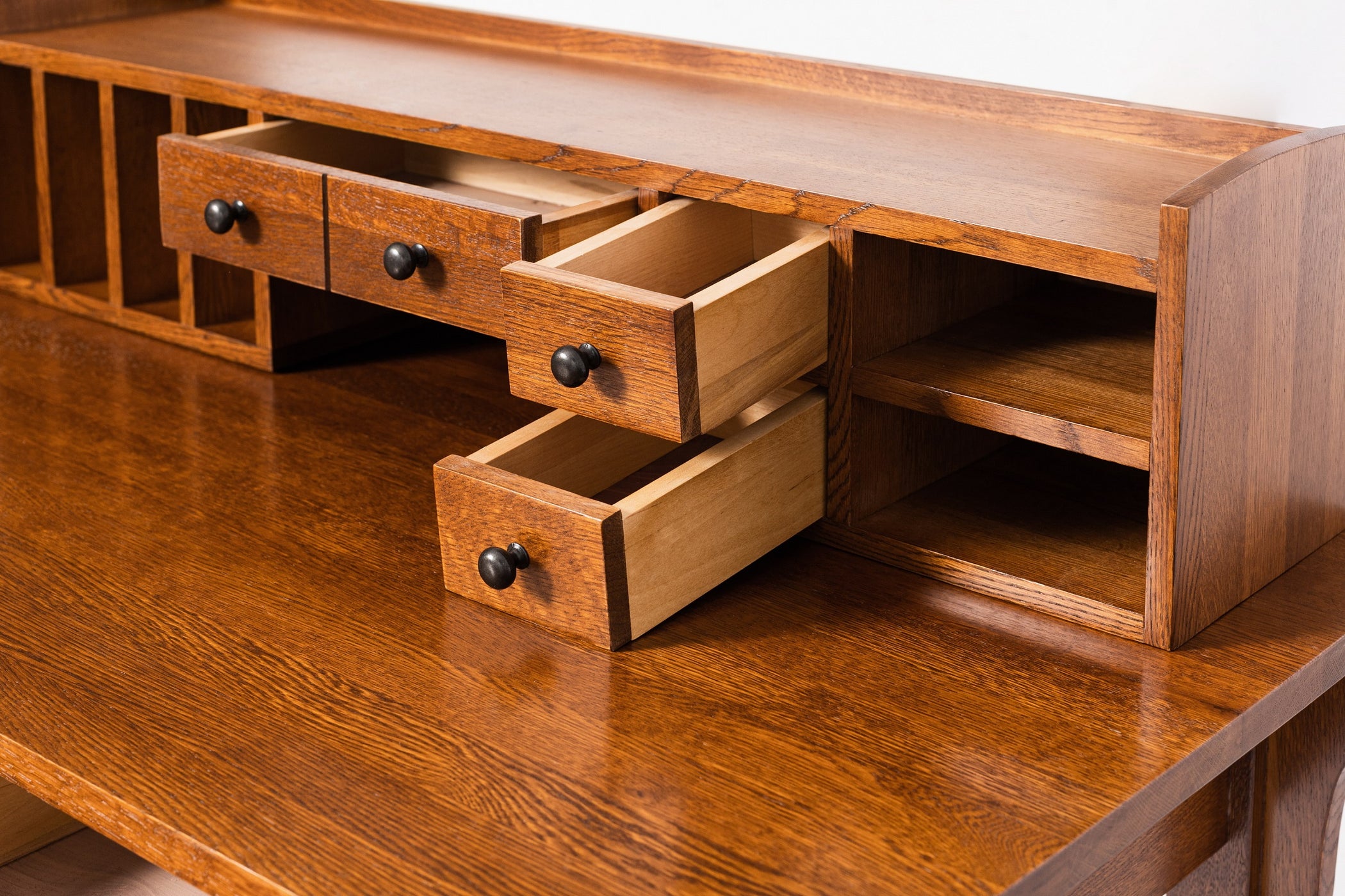 Mission Style Solid Quarter Sawn Oak Office Desk with Dovetail Drawers ...