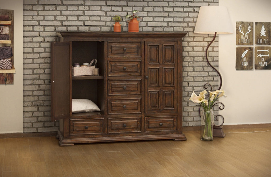 Greenview Carved Panel Chest - Old World Brown — Crafters and Weavers
