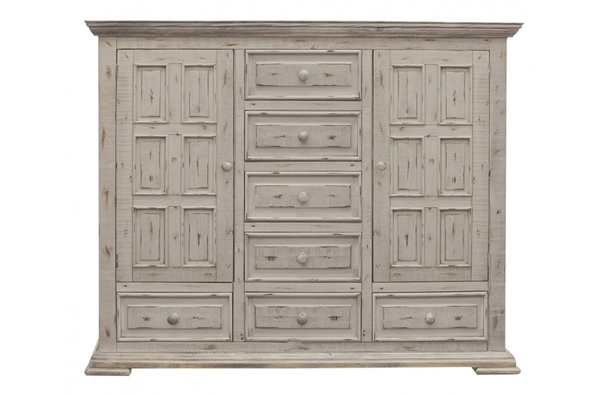 Greenview Carved Panel Chest - Distressed White — Crafters and Weavers