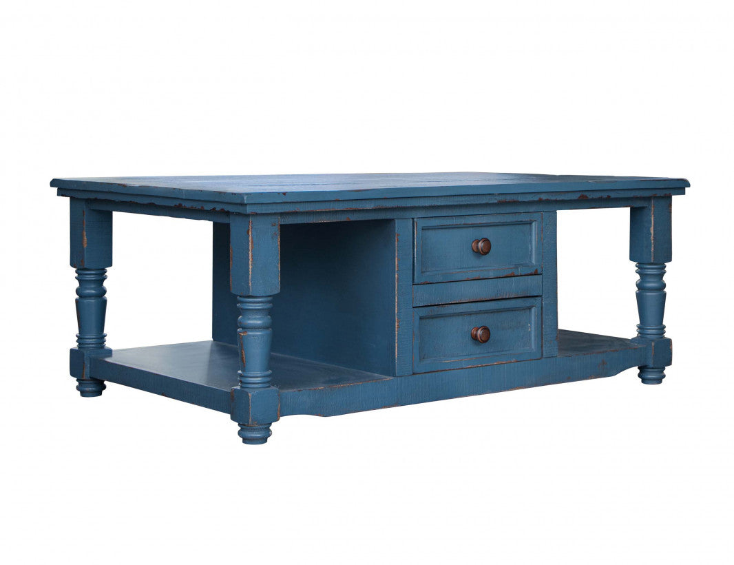 Stonegate Solid Wood Coffee Table - Blue — Crafters and Weavers