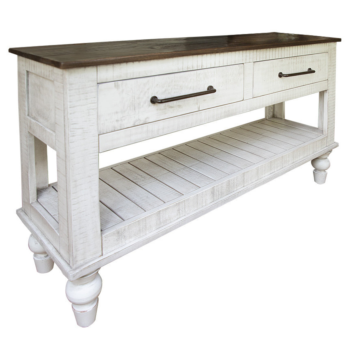Avalon Rustic Farmhouse 2 Drawer Console Table - White — Crafters and ...
