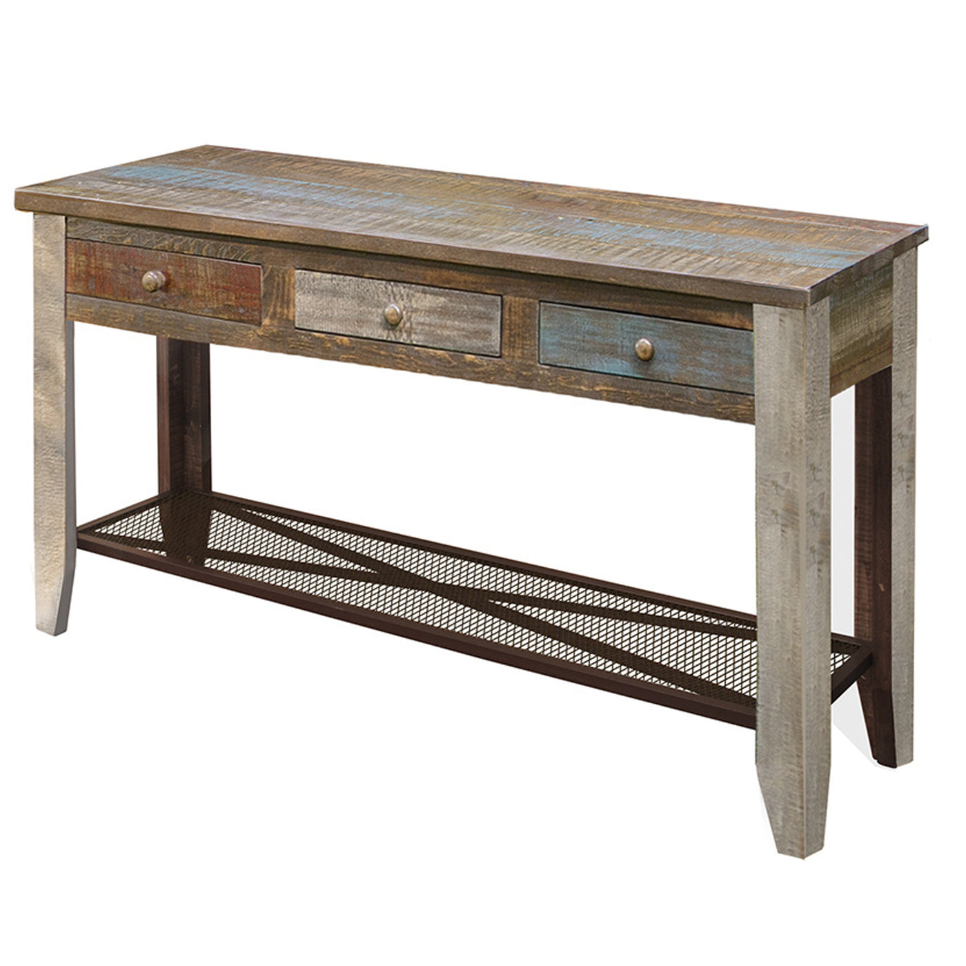 Multicolor Solid Wood Distressed Painted Console Sofa Entry Table ...