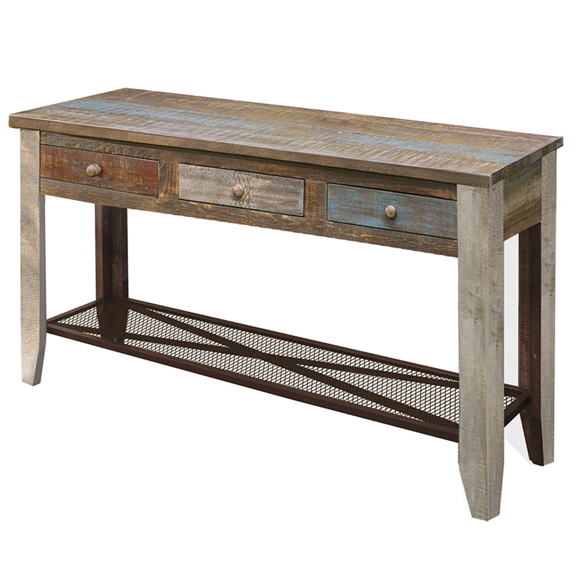 Multicolor Solid Wood Distressed Painted Console Sofa Entry Table ...