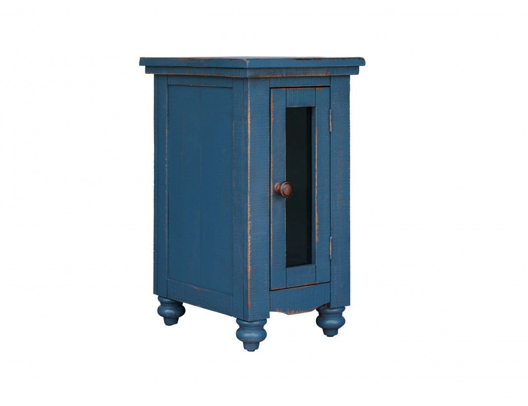 Stonegate Solid Wood Side Table - Blue — Crafters and Weavers