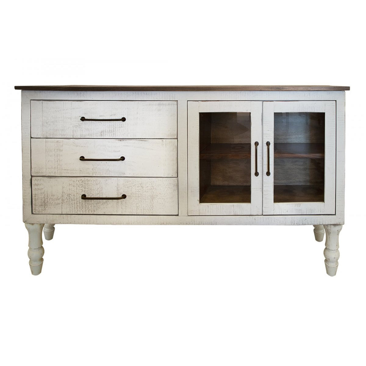 Rustic Farmhouse Storage Sideboard / Buffet - Distressed White / Brown ...