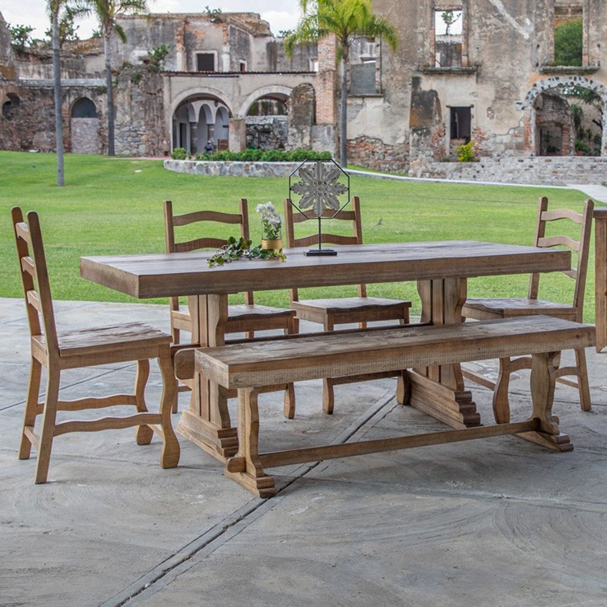 Contemporary Farmhouse Counter Height Solid Wood Dining Set - Options ...