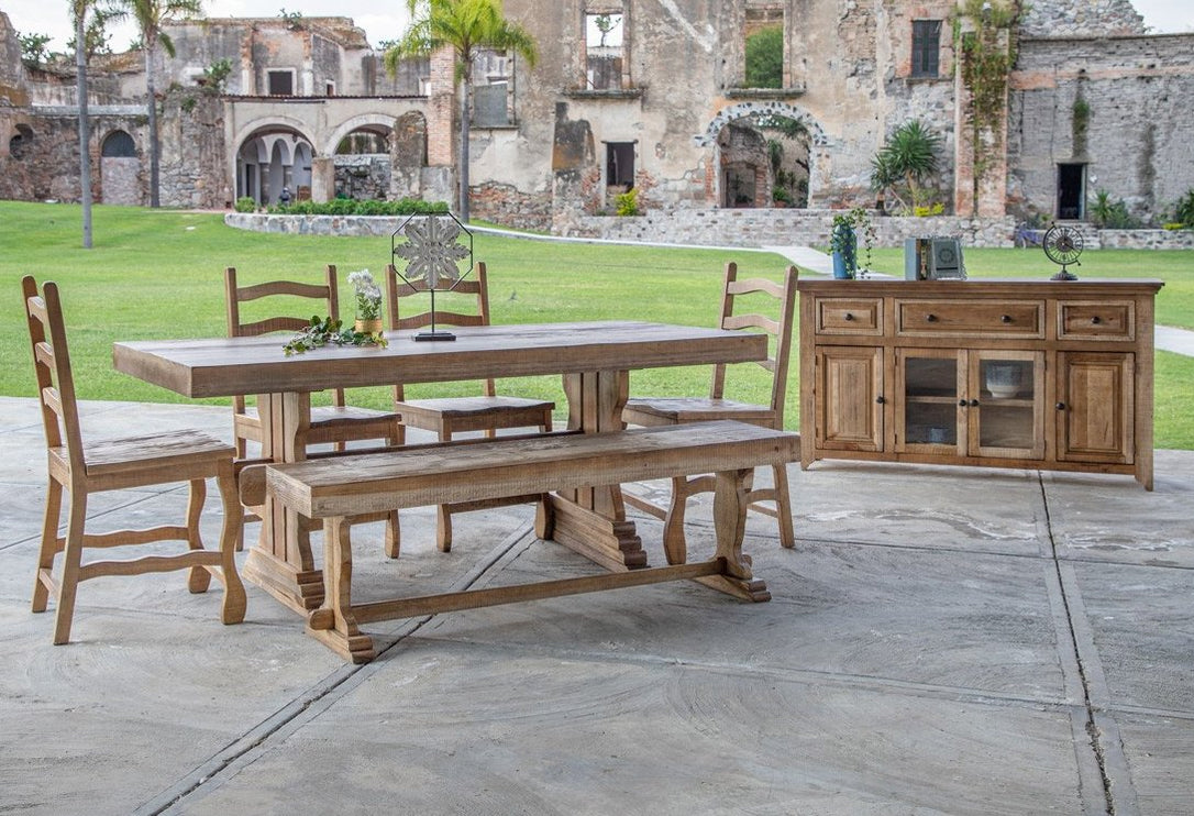 Solid Wood Reclaimed Wood Style Farmhouse Counter Height Dining Bench ...