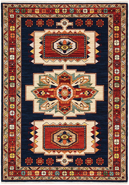 Medalia Area Rug - Navy Blue. Burnt Red. Orange. Turqoise Blue ...